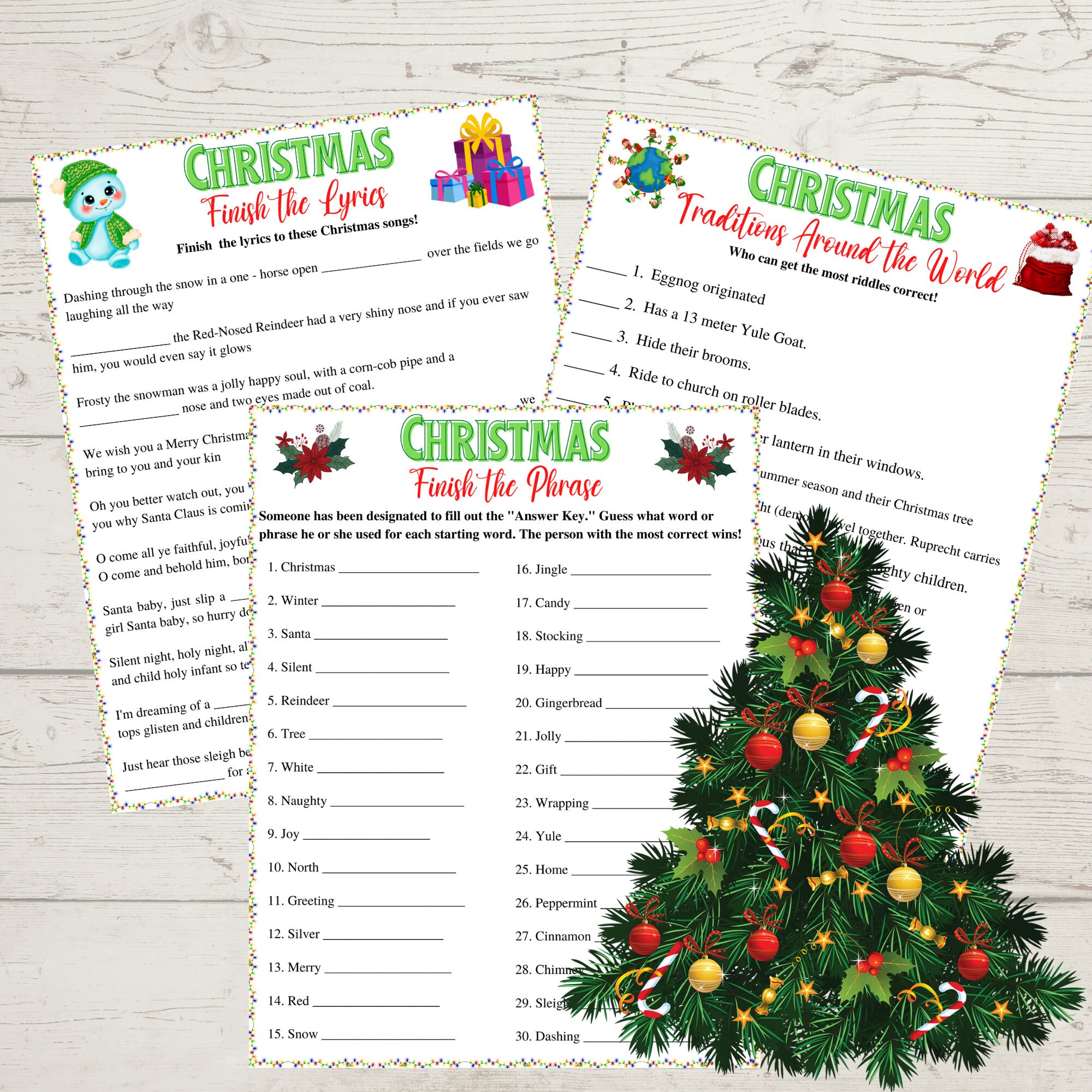 18 Printable Christmas Game Bundle, Christmas Party Games, Christmas ...