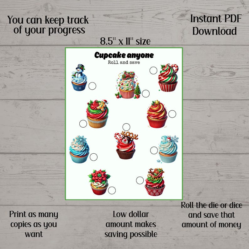 Cupcake Anyone Savings Challenge, Money Savings Challenge, Instant ...