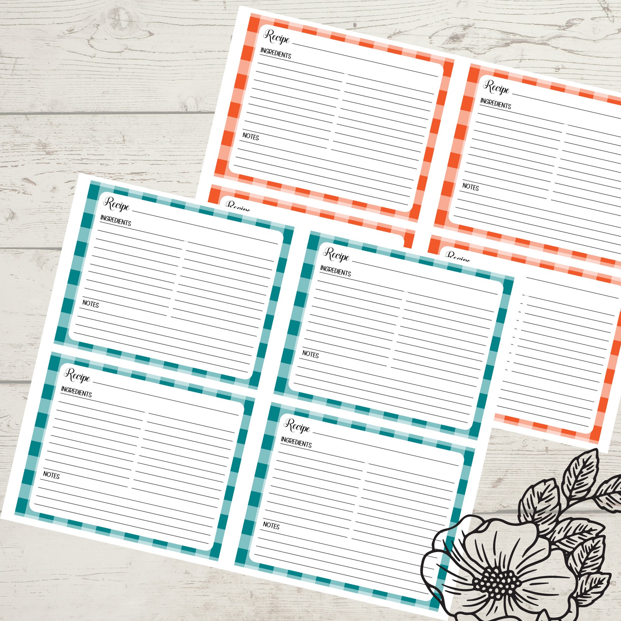Printable Blank Recipe Cards Recipe Card Template Recipe - Etsy