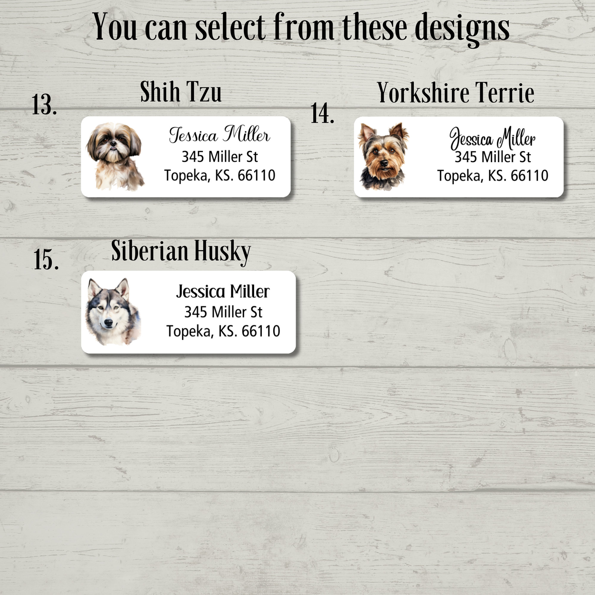 Dog Breed Return Address Labels, Custom Address Labels, Personalized ...