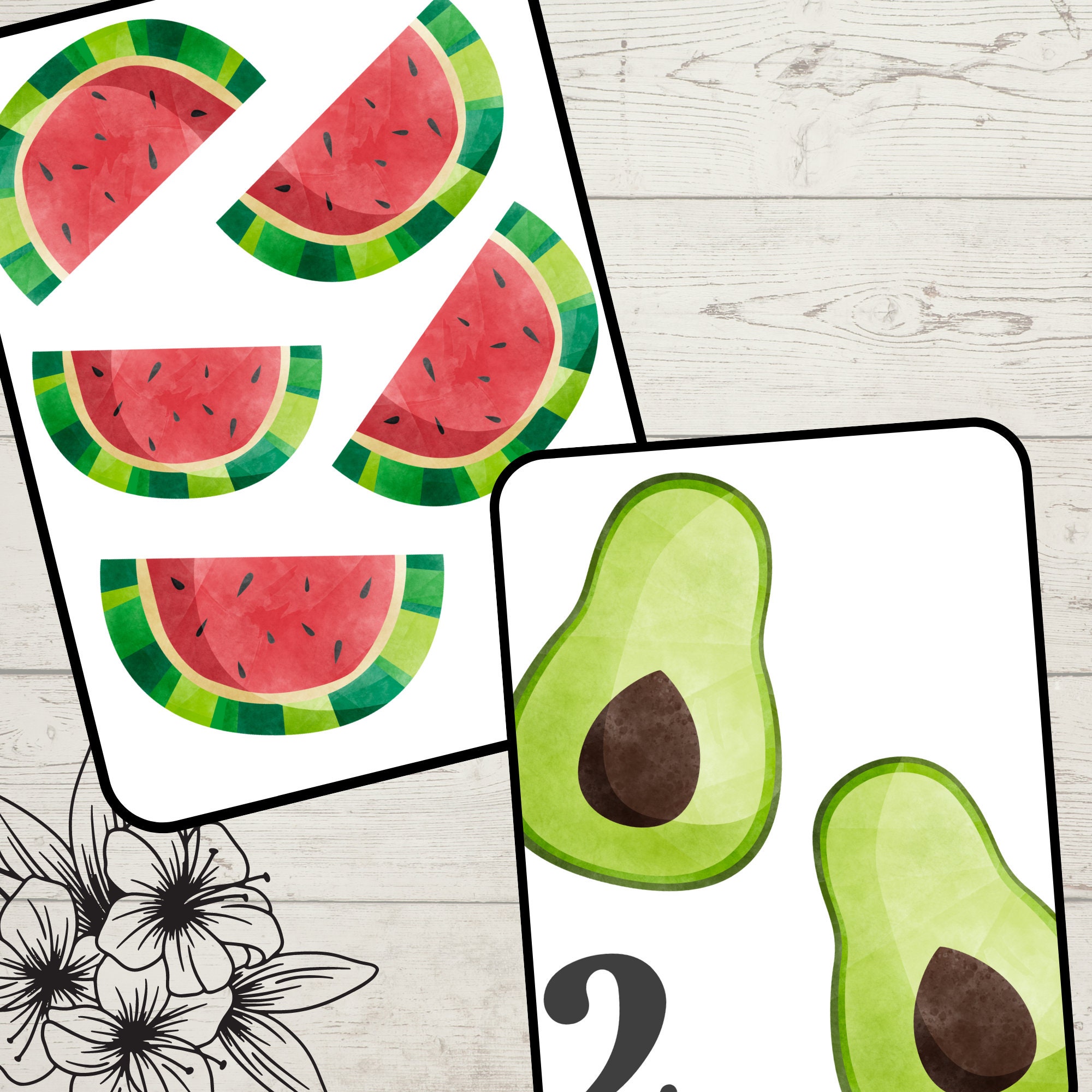 Number Flashcards With Fruit, 1 10 Digital Download, Homeschool ...
