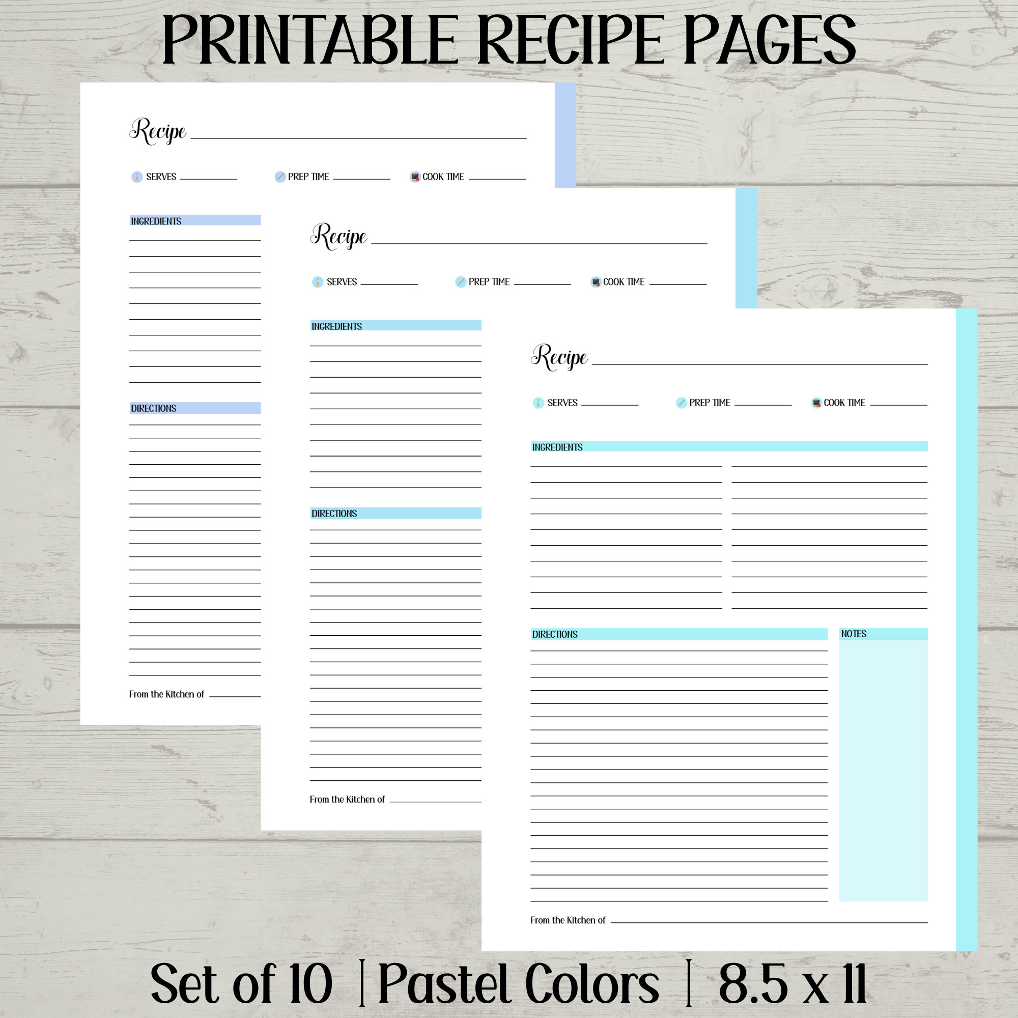 Printable Blank Recipe Pages Recipe Card Recipe Card - Etsy
