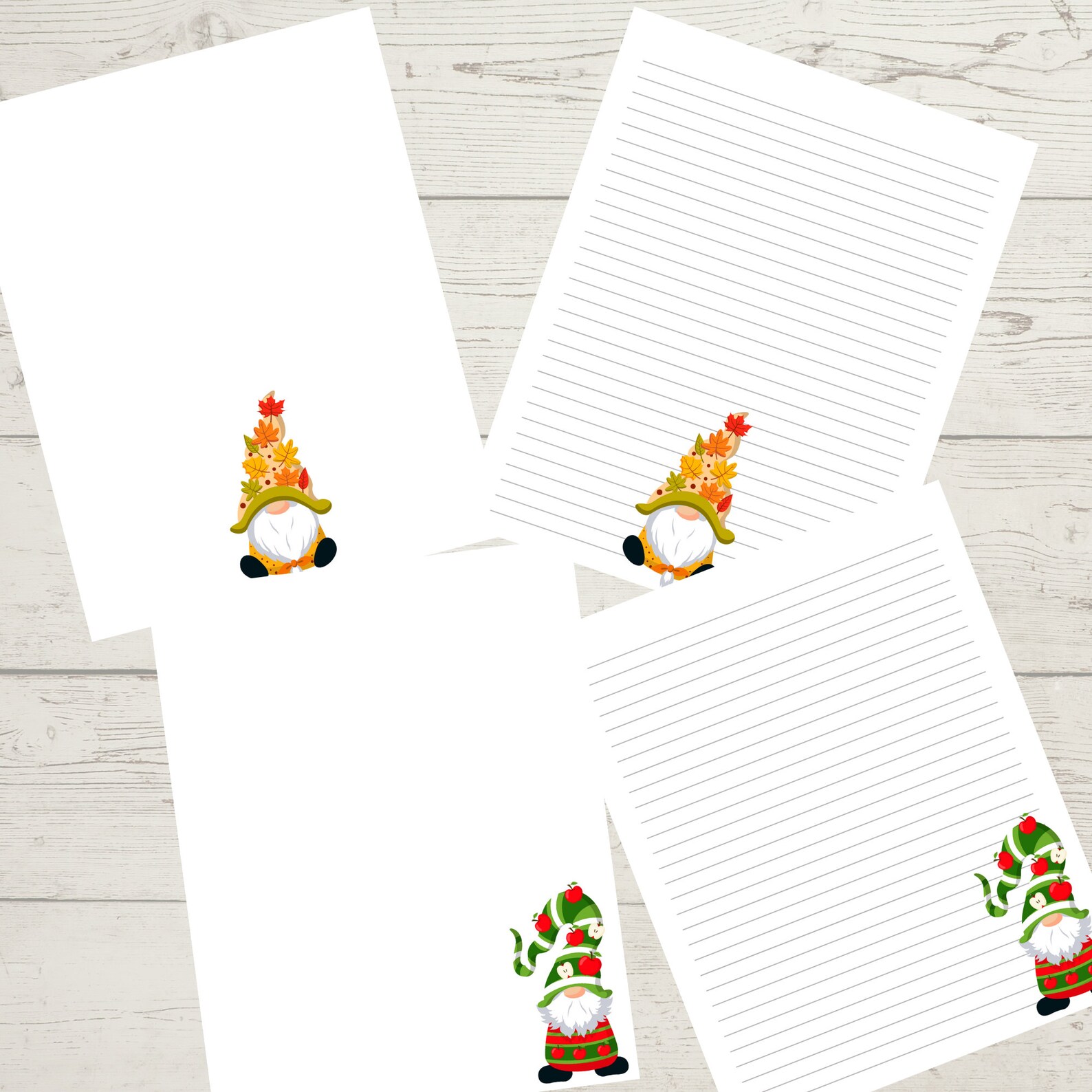 Gnome Stationery, Printable Gnome Stationery, Gnome Notepaper, 8.5 X 11 ...