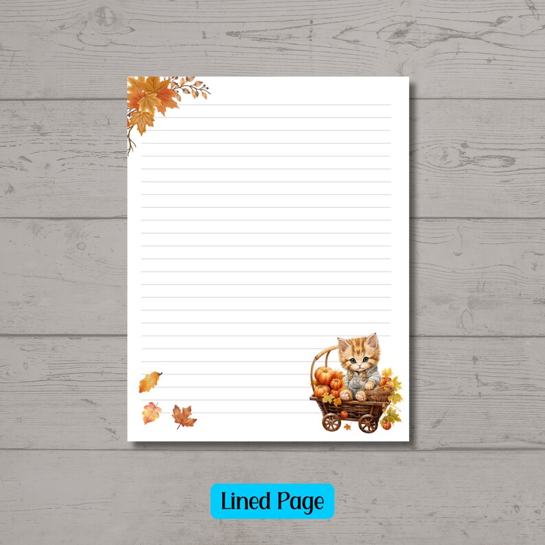 Printable Autumn Stationery Lined Paper Printable Writing - Etsy