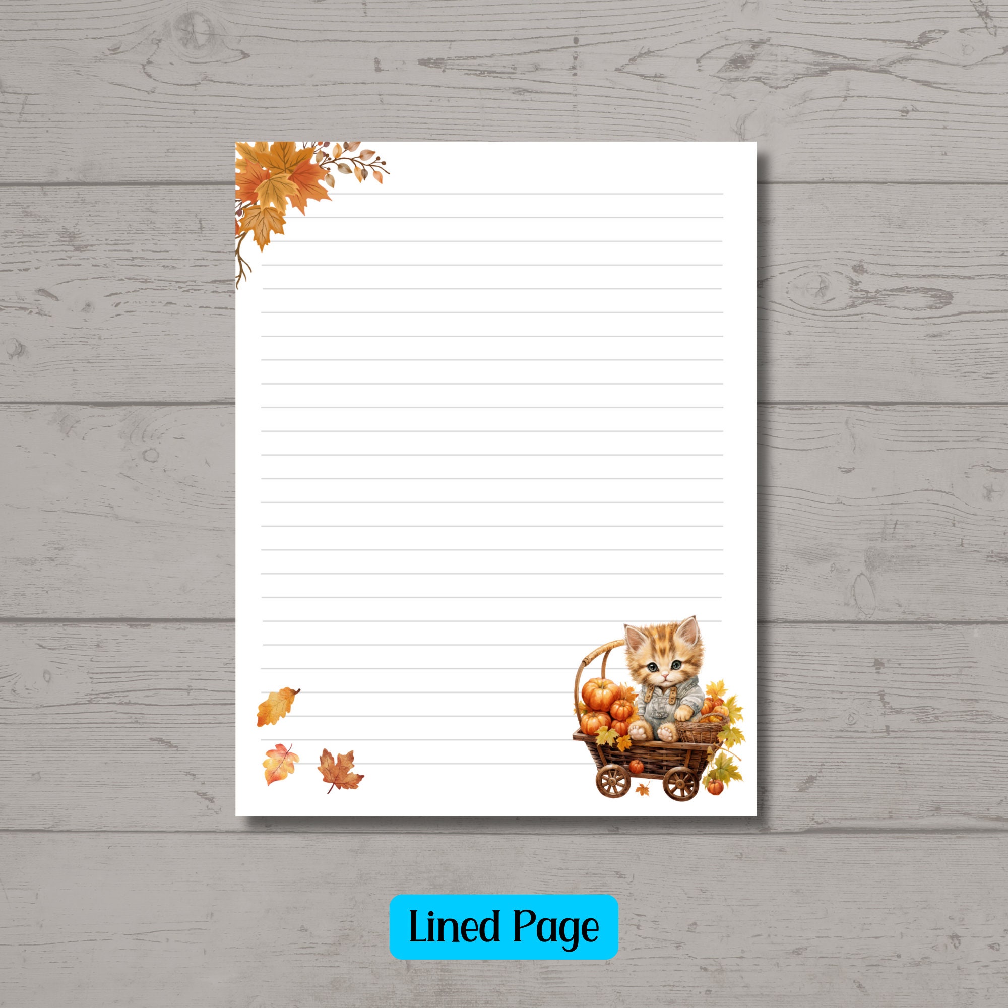 Printable Autumn Stationery Lined Paper, Printable Writing Paper With ...