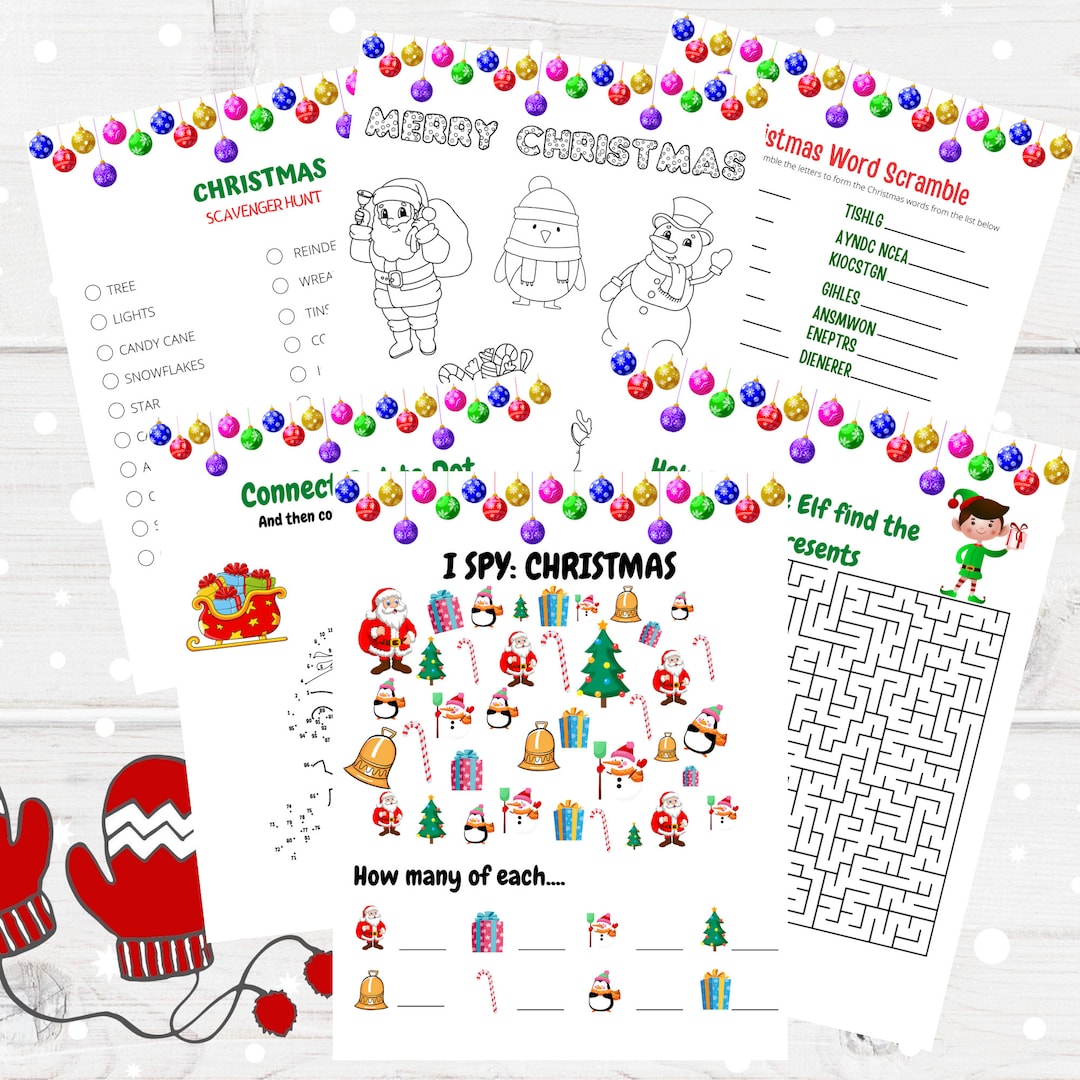 Printable Christmas Kid Activity Bundle Word Find Word Fill in I SPY ...