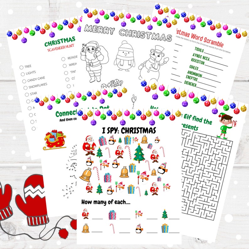 Printable Christmas Kid Activity Bundle - Word Find - Word Fill in - I ...