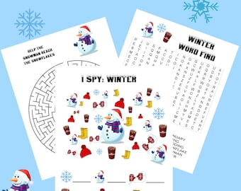 Printable Winter Kid Activity Sheets scavenger Hunt I Spy Word Search ...