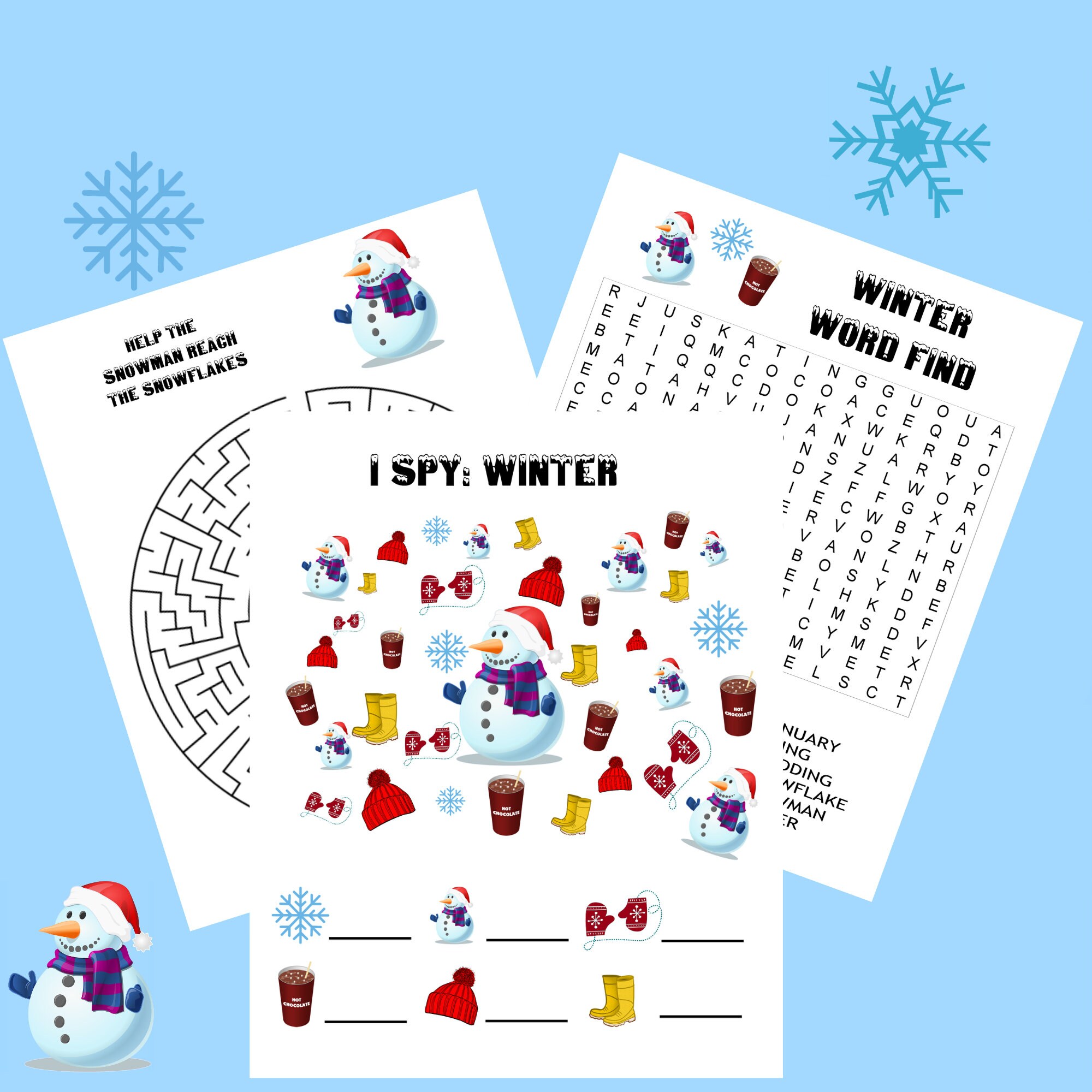 Printable Winter Kid Activity Sheets - Word Search - Maze - I Spy ...