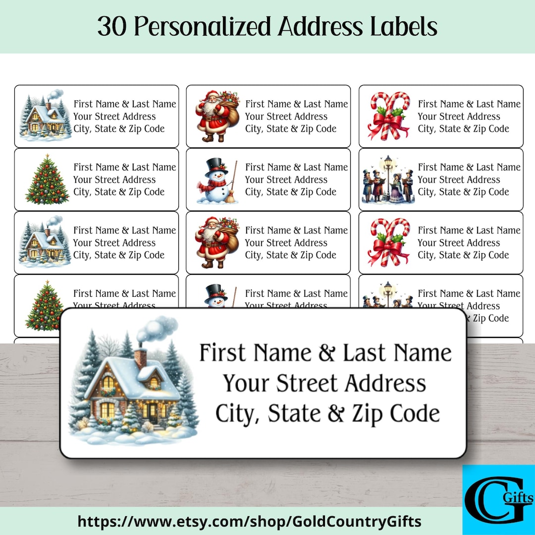 Personalized Address Labels, Christmas Return Address Labels, Custom ...