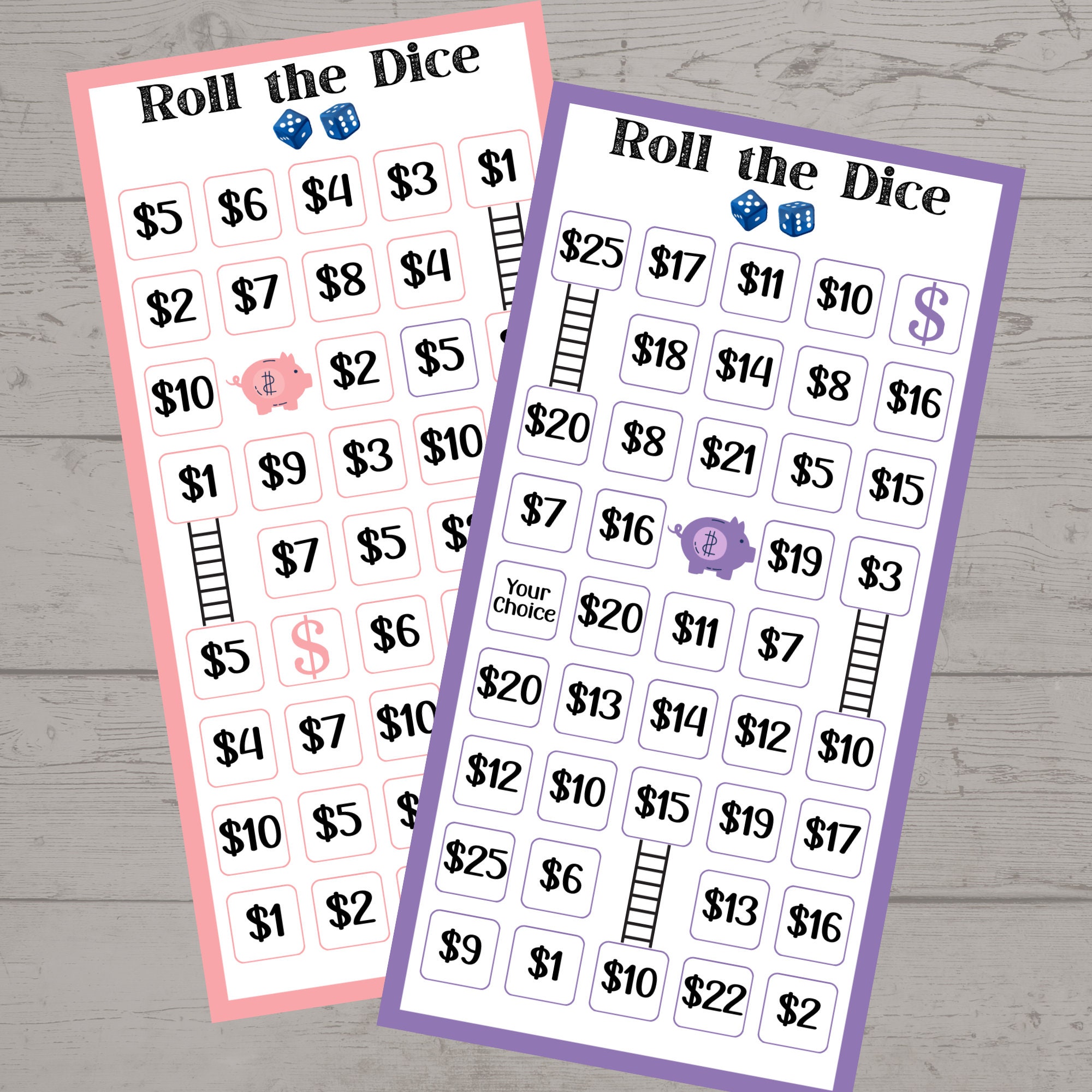 Printable Roll the Dice Savings Challenge Game, Money Savings Challenge ...