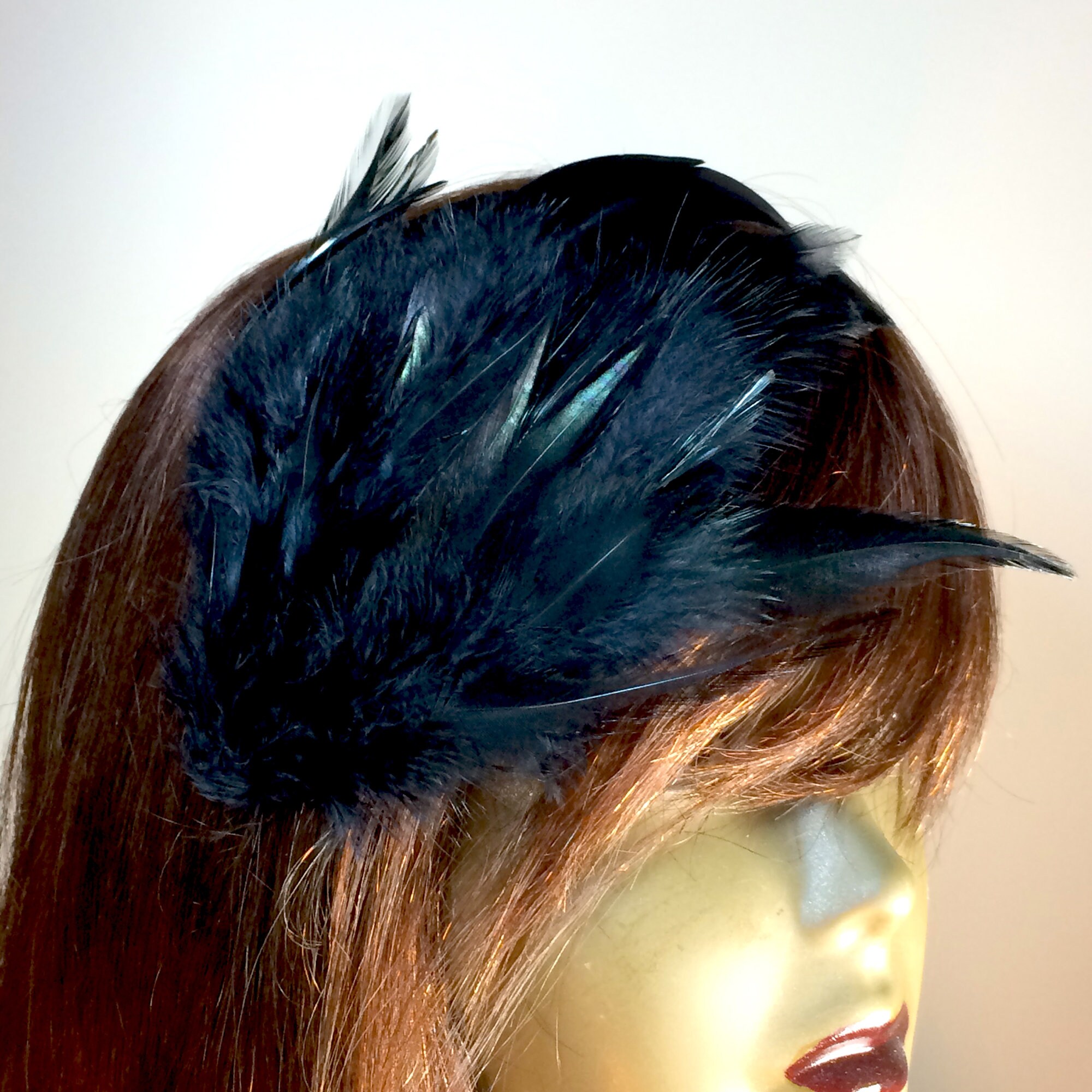 Black Feather Hair Clip Fascinator Black Swan Raven Bird | Etsy