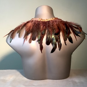 Brown Natural Rooster Feather Shawl Collar Shoulder Shrug - Etsy