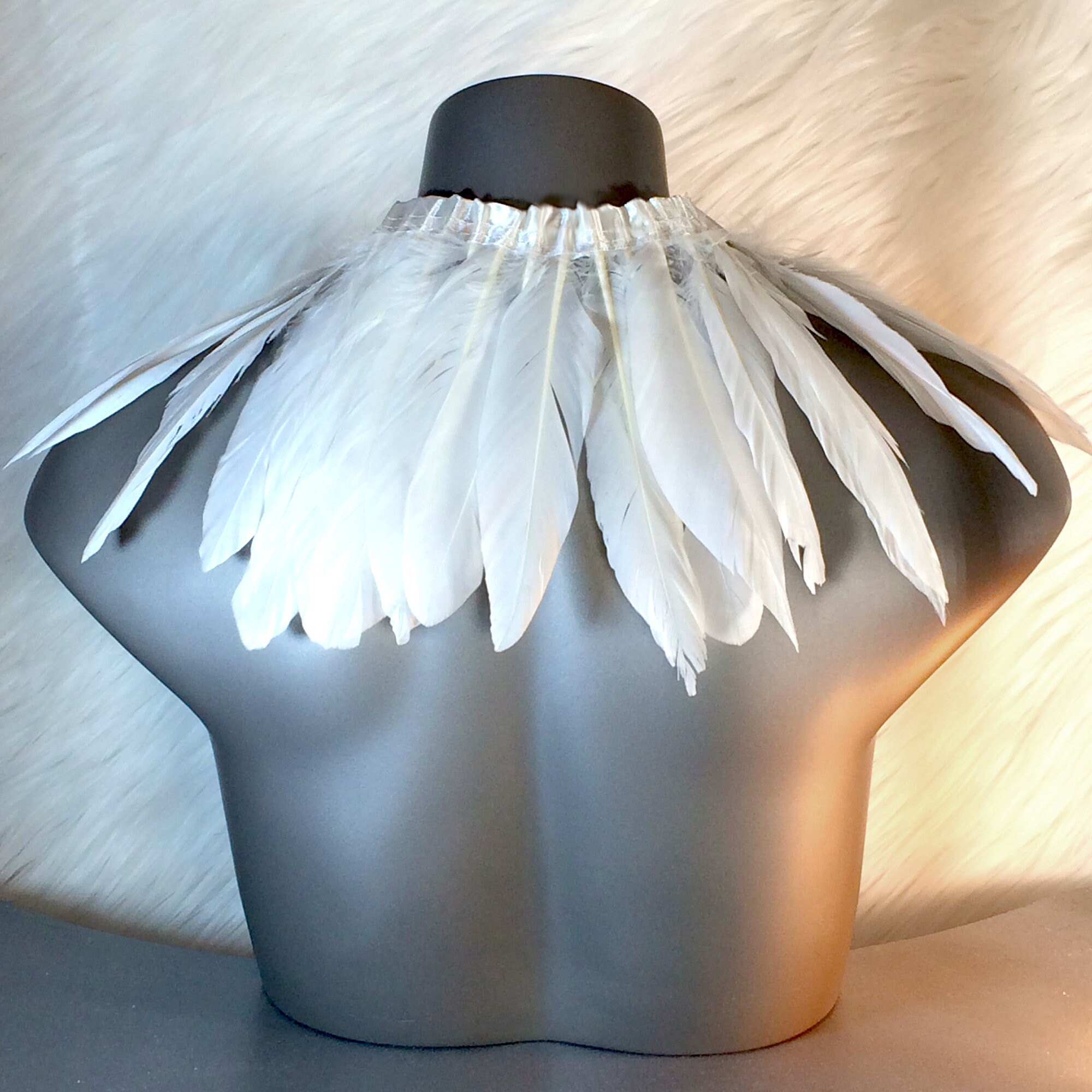 White Feather Wrap Shoulder Shawl Natural Goose Collar Shrug - Etsy