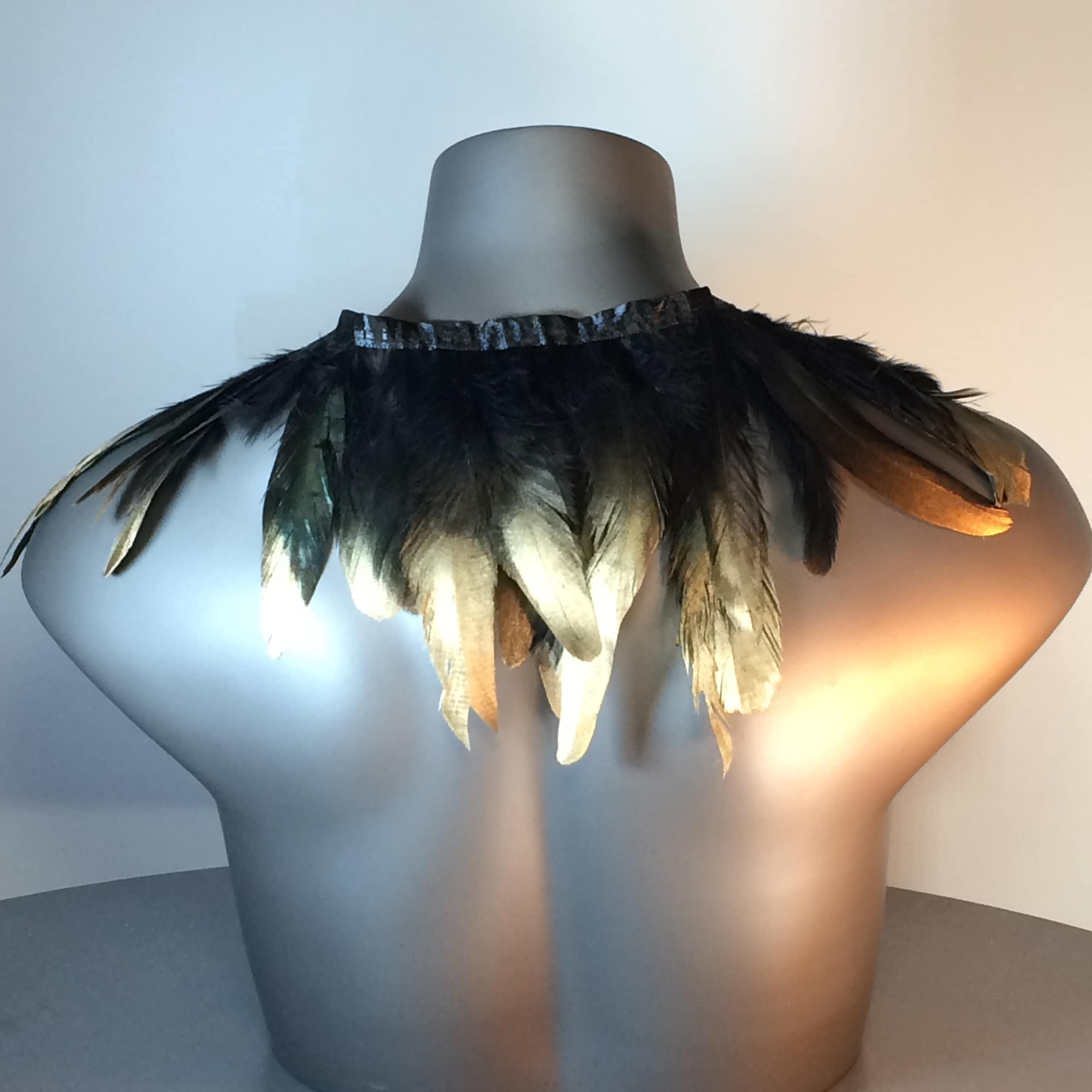 Black and Gold Natural Rooster Feather Collar Shoulder Shrug - Etsy