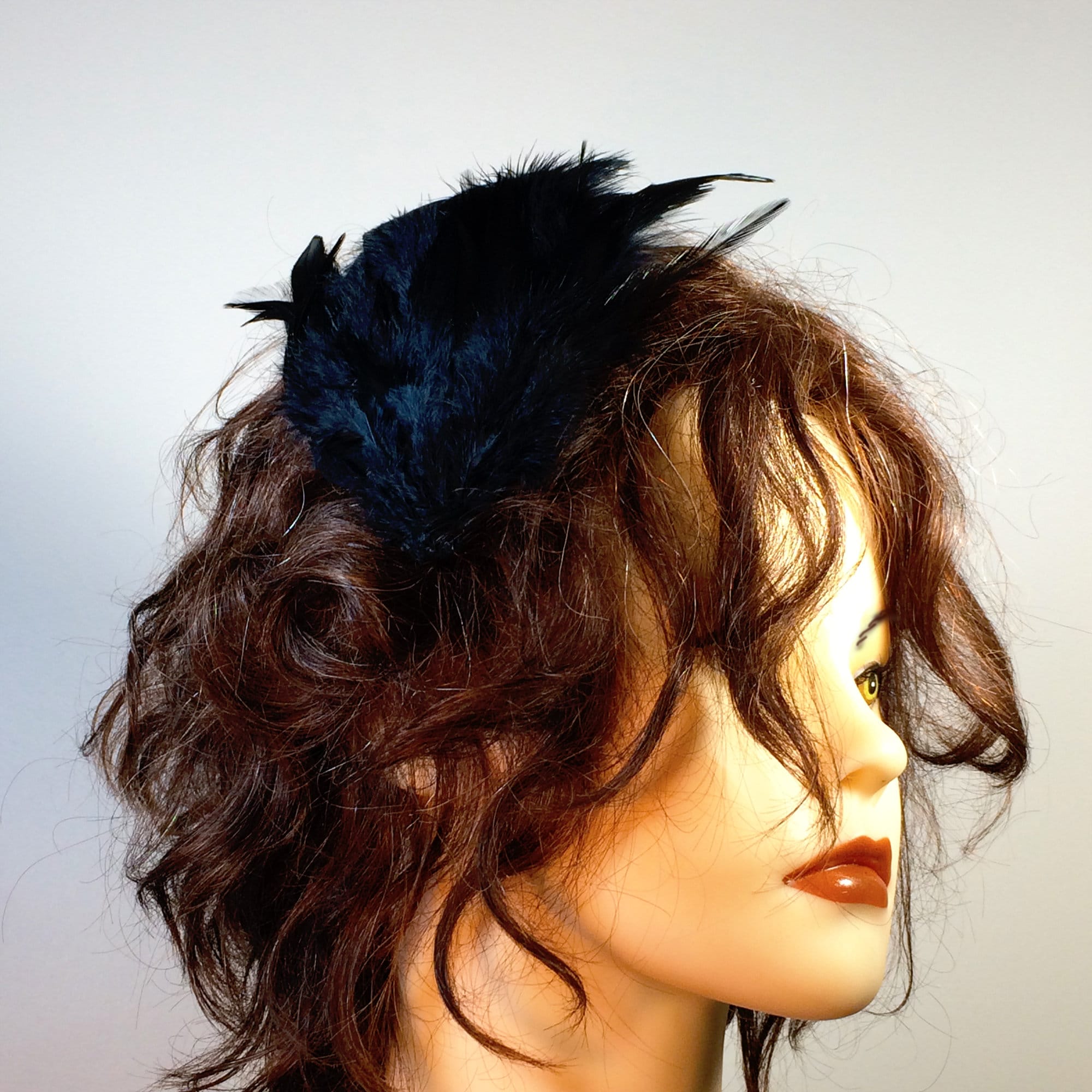 Black Feather Hair Clip Fascinator Black Swan Raven Bird - Etsy