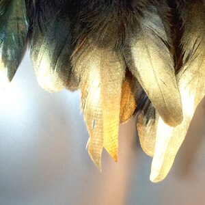 Black and Gold Natural Rooster Feather Collar Shoulder Shrug Shawl Wrap ...