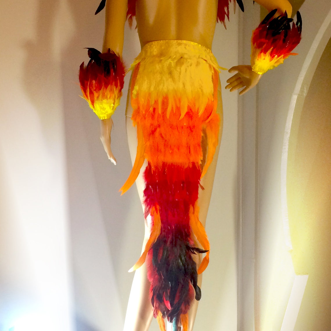 Deluxe 4 Piece Phoenix Costume Set - Orange, Yellow, Red, and Black ...