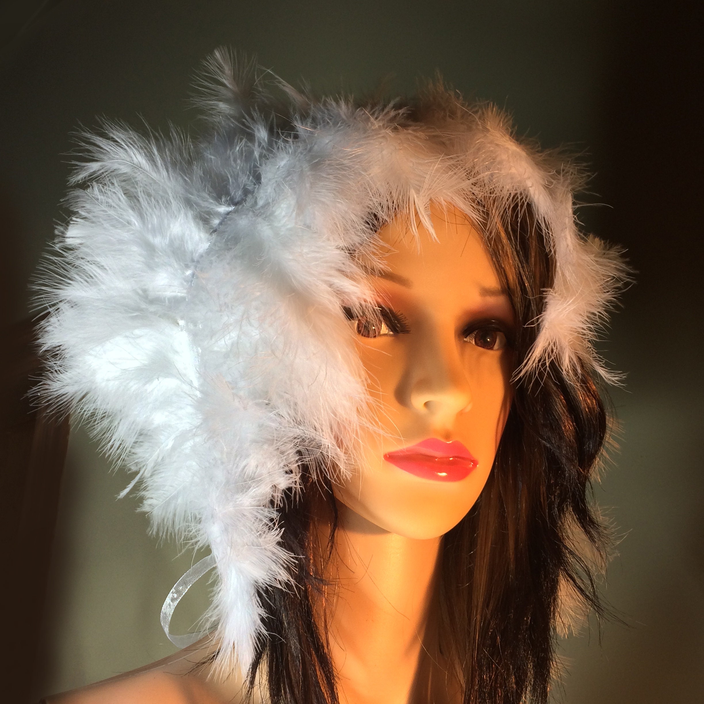 White Feather Headdress - Warm, Soft, & Comfy Marabou, Mother Earth ...