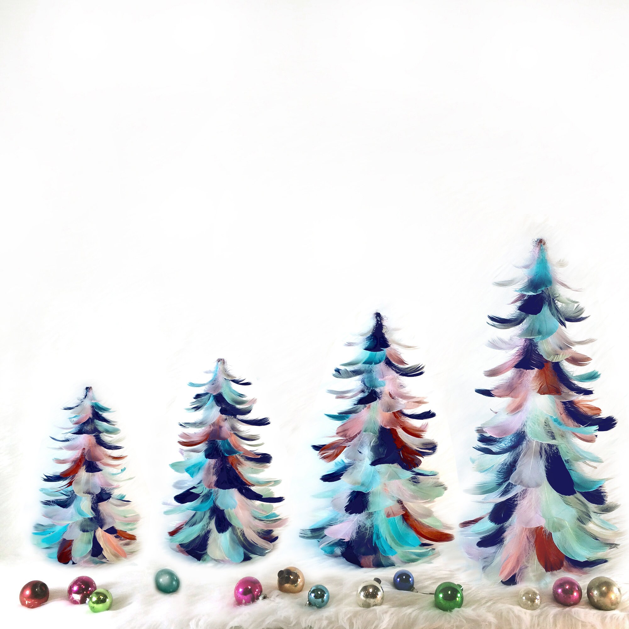 Decorative Morandi Multicolored Feather Christmas Trees for - Etsy