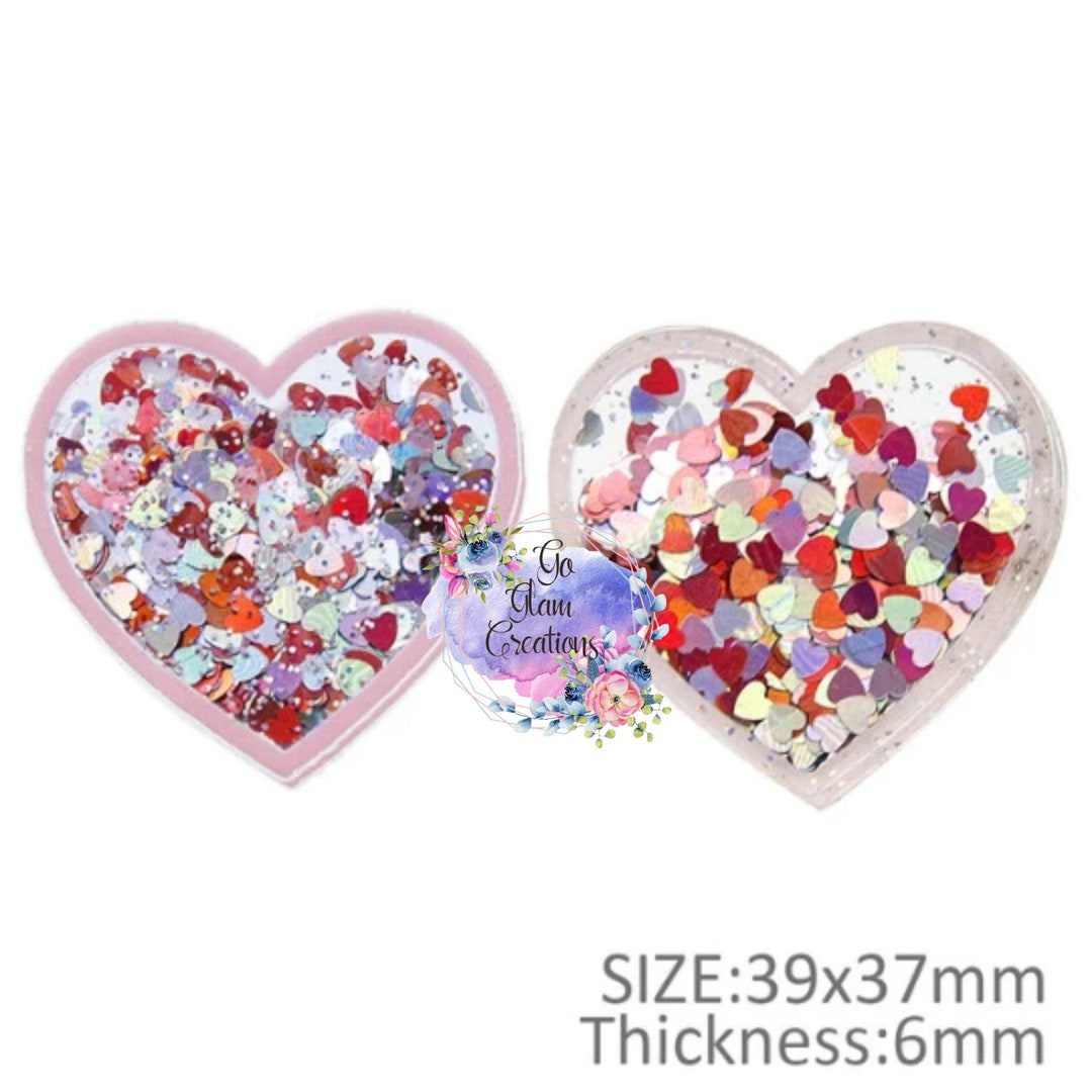 Heart Acrylic Shaker Sequins Shaker Hair Bow Supplies Hair Bow Center ...