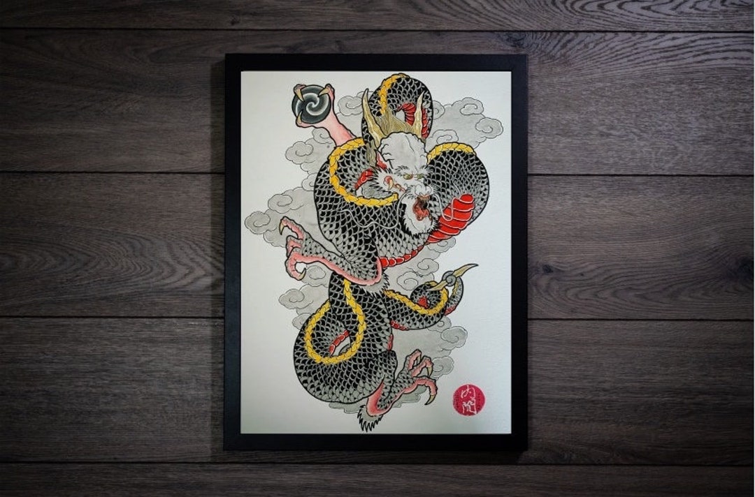 Original Japanese Dragon Painting – Japanese Tattoo Art, Ryu Mythology ...