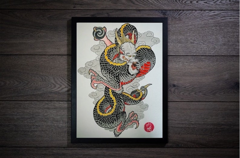 Original Japanese Dragon Painting – Japanese Tattoo Art, Ryu Mythology ...
