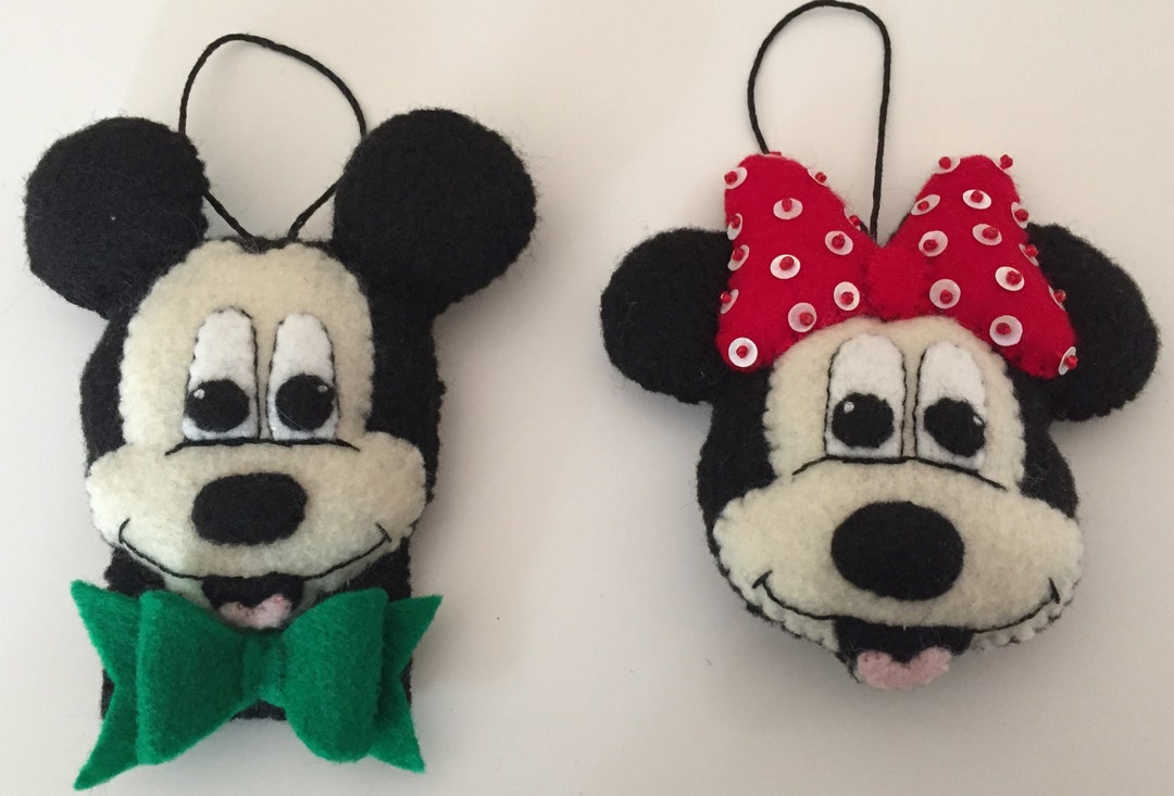 Felt Hand Stitched Minne & Mickey Mouse Felt Ornaments Sold as a Pair ...
