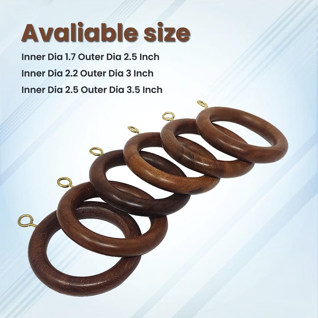 Premium Wooden Curtain Drapery Rod Rings Best for 1.25, 1.8, 2 Inch ...
