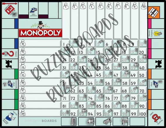 Monopoly 10x10 Grid Bingo Board 20 Players 1 PDF File 8.5 - Etsy Canada