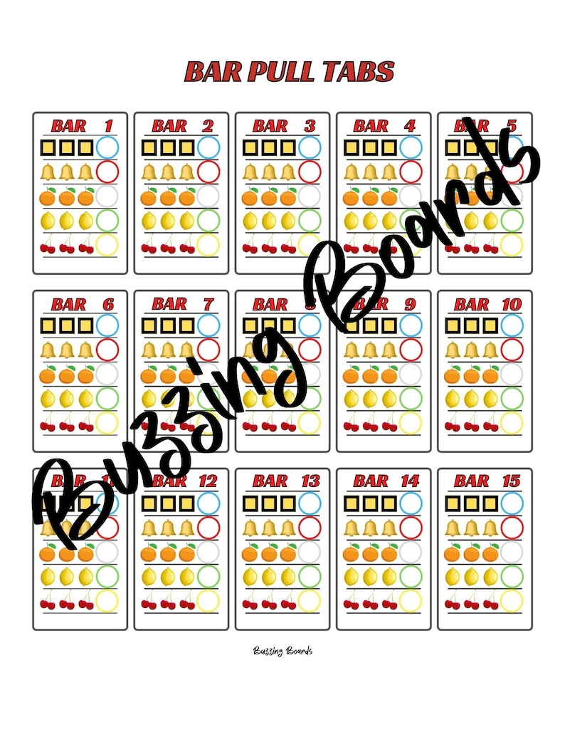 Bar Pull Tab Bingo Board, 15 Players (straight and Mixed) 2 PDF Files ...