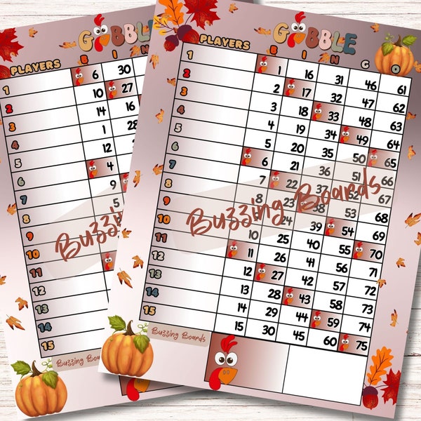 Turkey Bingo - Etsy