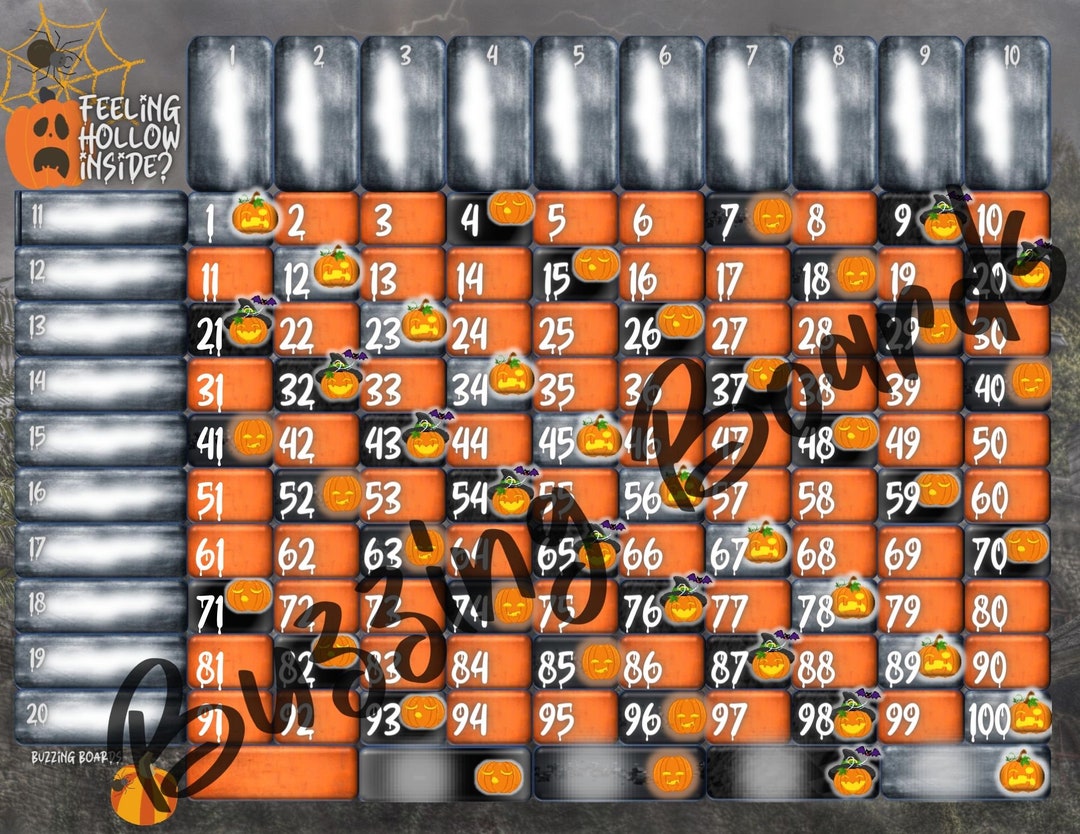Feeling Hollow Inside? 10x10 Grid, Bingo Board, 20 Players, 1 PDF File ...