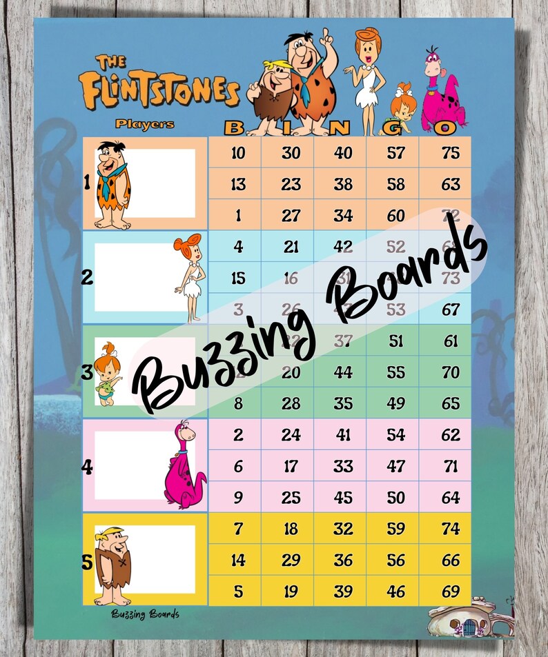 Theflintstones Block Party Bingo Boards, 5 Player (straight and Mixed ...