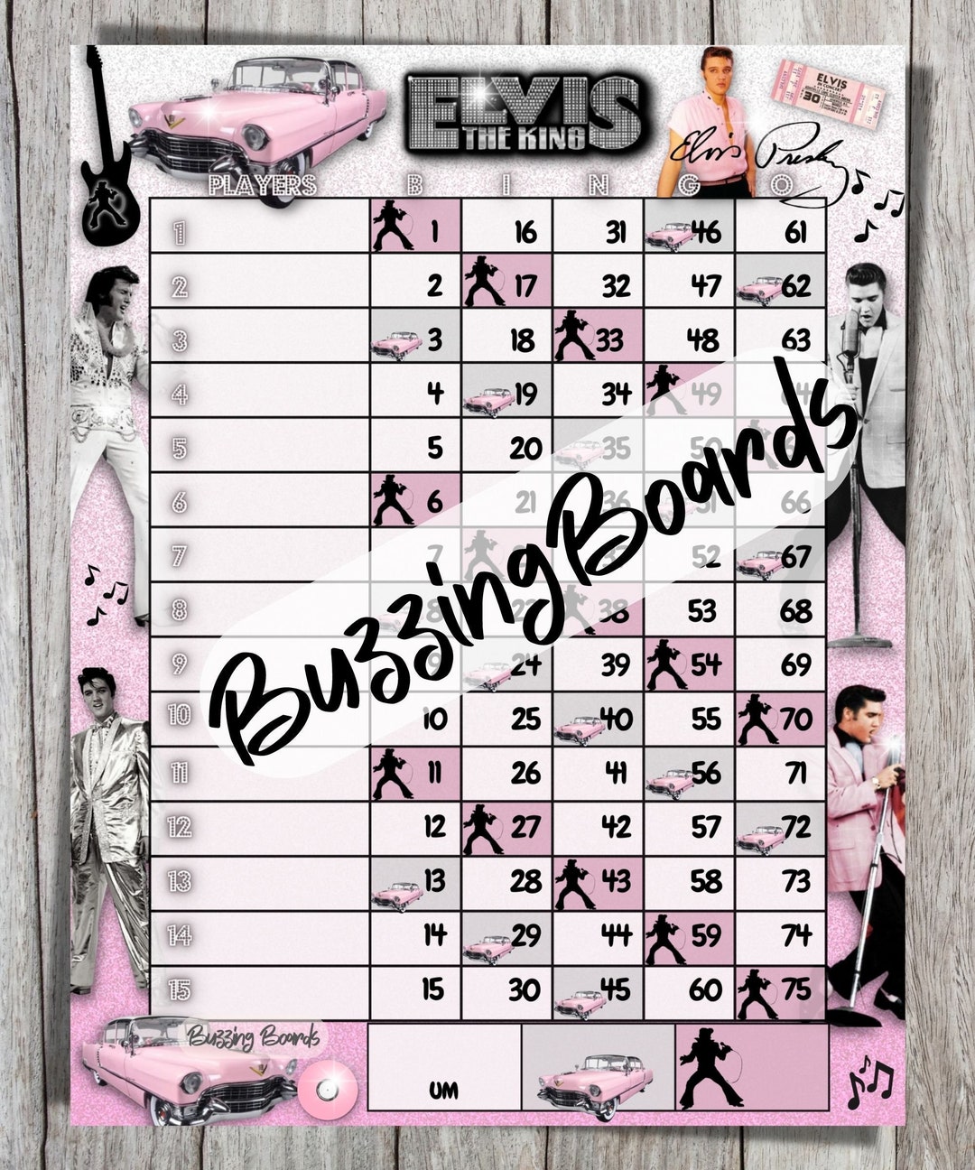 Elvis the King Bingo Boards 2 Pdf's (straight and Mixed) , 8.5 X 11 ...