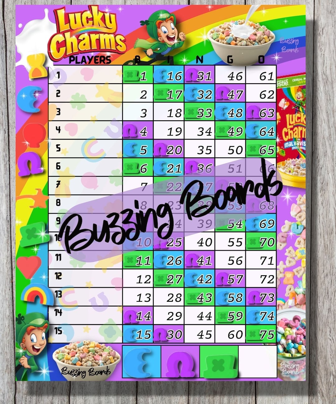 4 Lucky Charms Bingo Boards, 4 Pdf's (straight and Mixed) , 8.5 X 11 ...