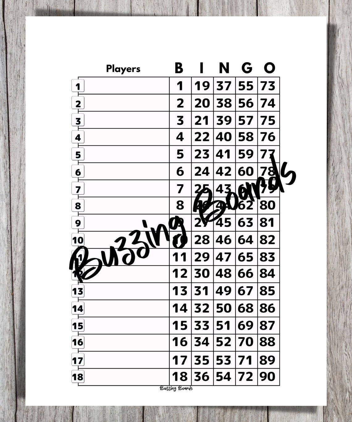 18 Player Bingo Board - 18 Lines (1-90 Balls) 2 Pdfs (1 Standard & 1 ...