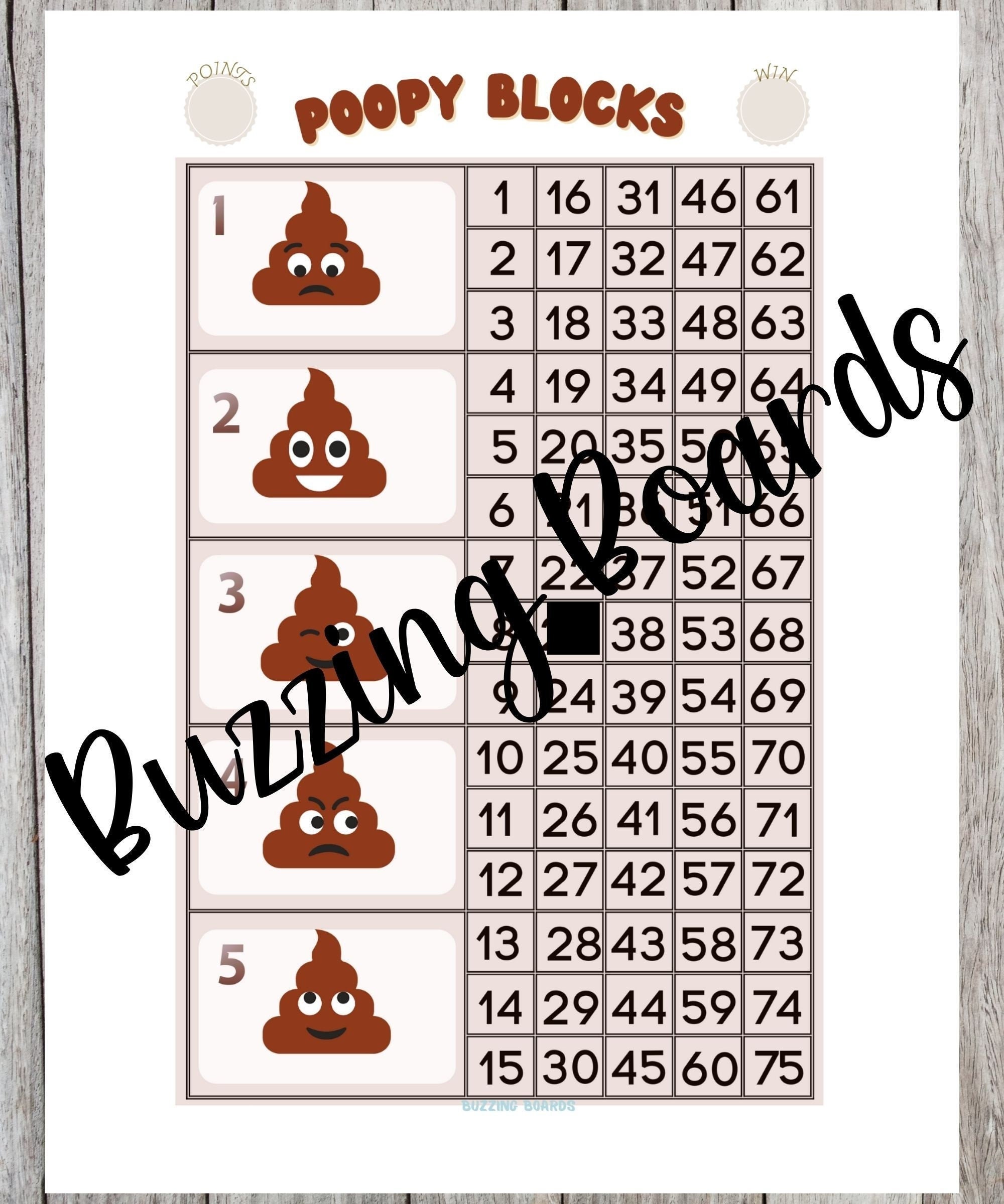 Poo Blocks, Block Party Bingo Boards, 5 Player (straight and Mixed) PDF ...