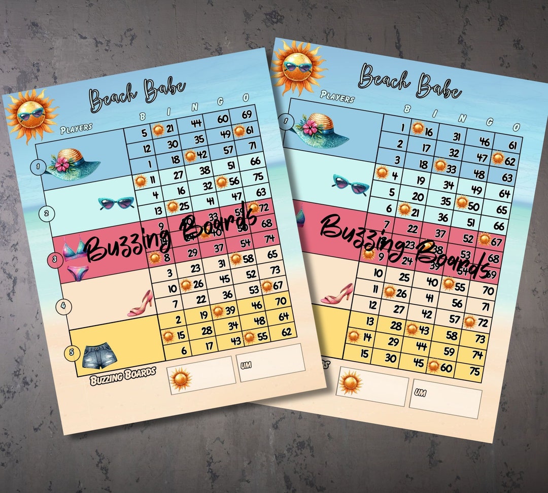 Beach Babe Bingo Block, Block Party Bingo Board, 5 Blocks: 5 Player ...