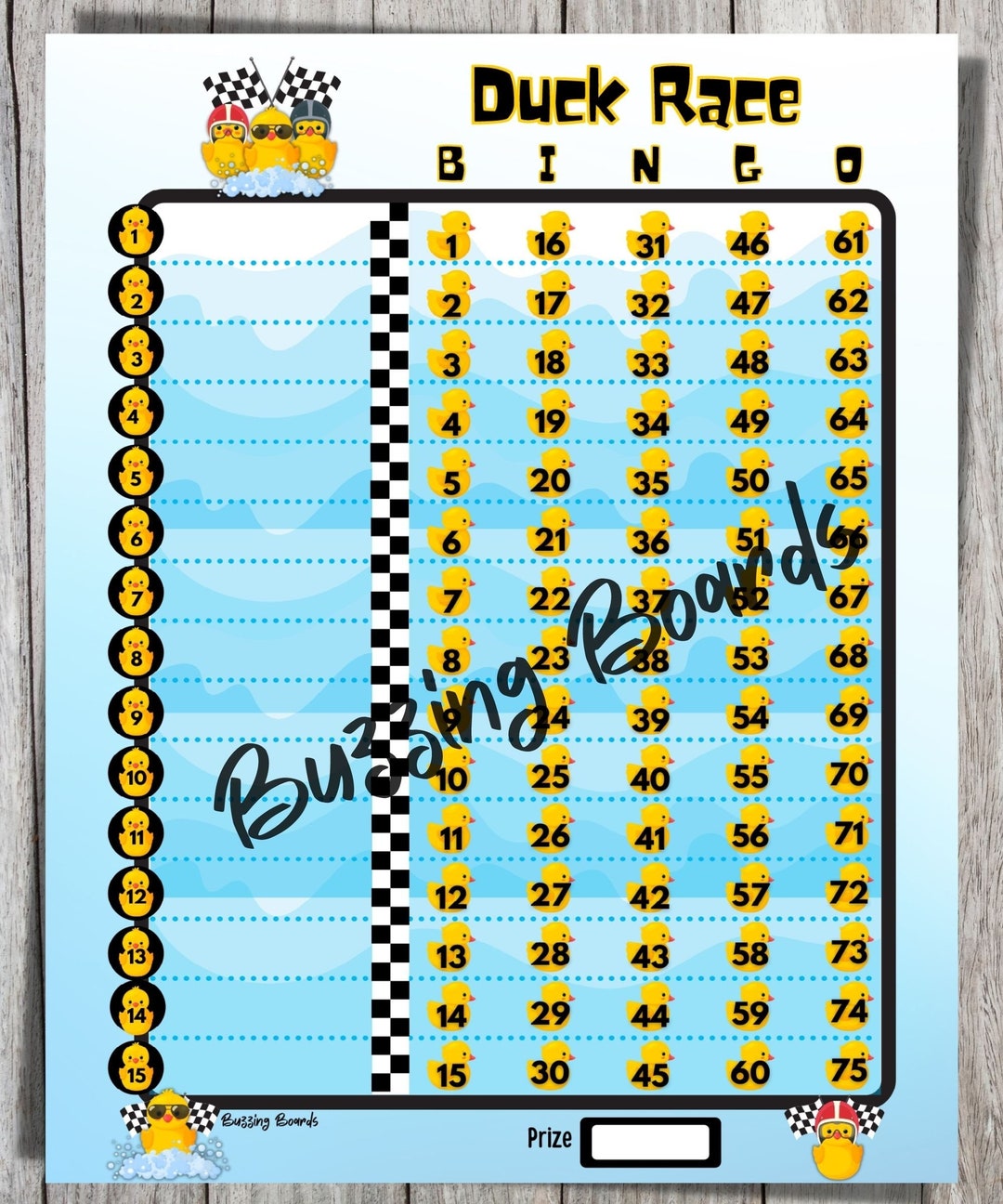 Duck Race Bingo Boards 2 Pdf's (straight and Mixed) , 8.5 X 11 Inches ...