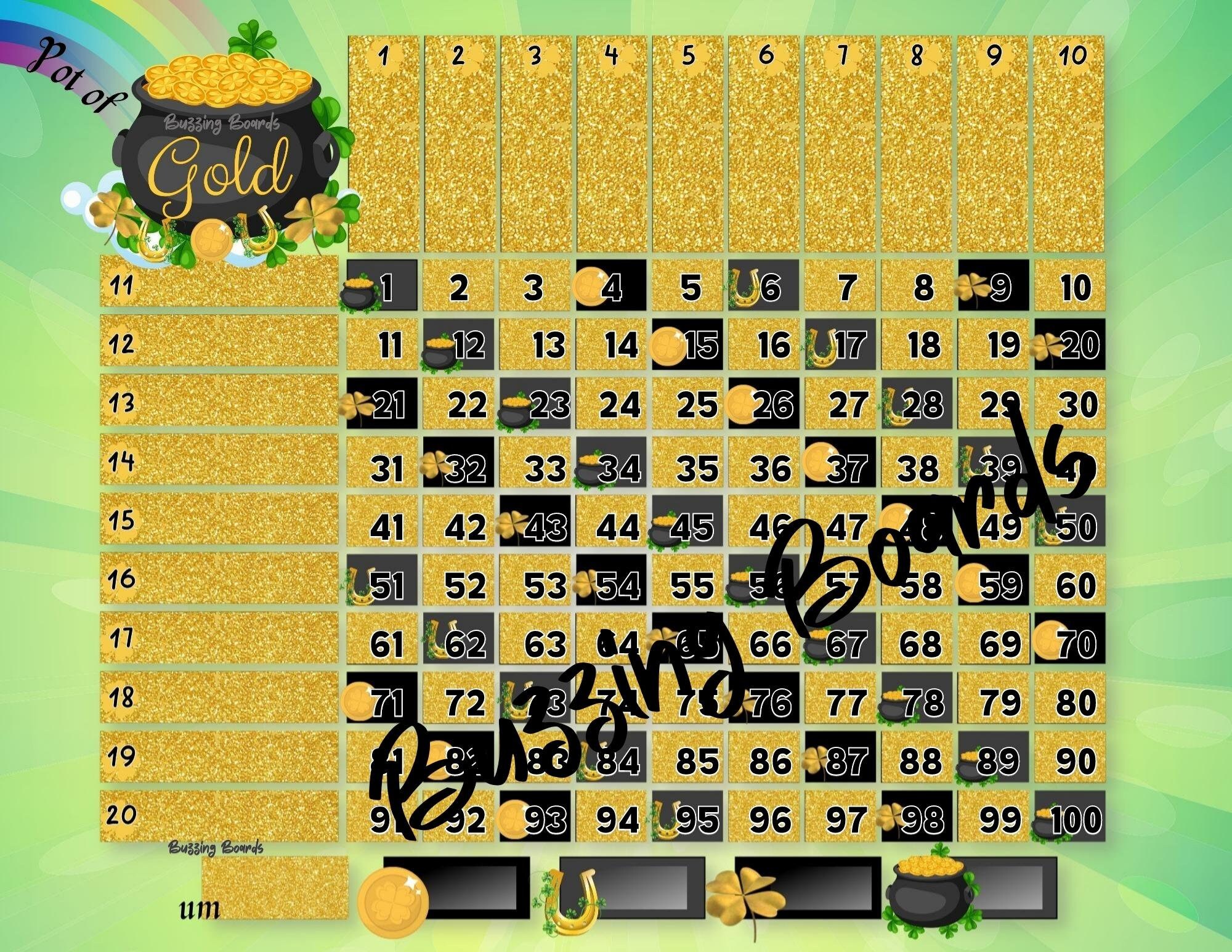 Pot of Gold 10x10 Grid, Bingo Board, 20 Players, 1 PDF File, 11 X 8.5 ...