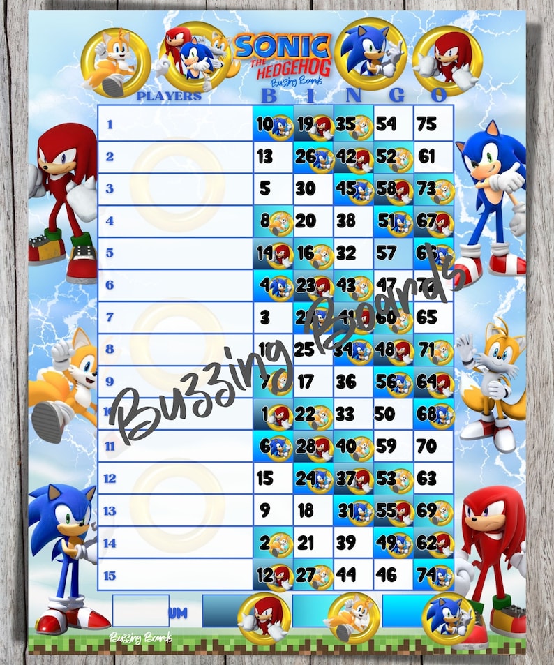 Sonicthe Hedgehog Bingo Boards 2 Pdf's (straight and Mixed) , 8.5 X 11 ...