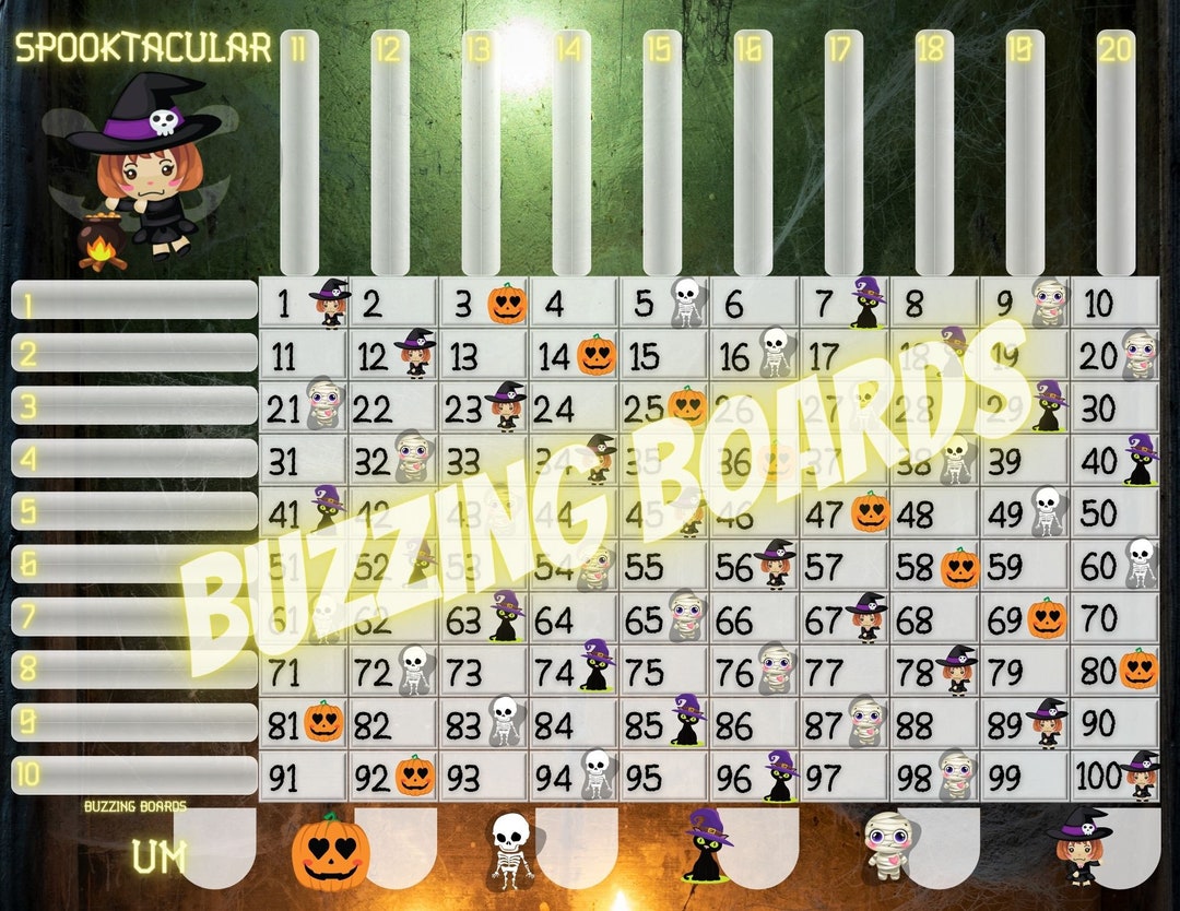 Spooktacular 10x10 Grid, Bingo Board, 20 Players, 1 PDF File, 8.5 X 11 ...