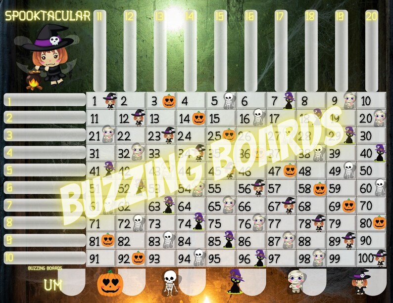 Spooktacular 10x10 Grid, Bingo Board, 20 Players, 1 PDF File, 8.5 X 11 ...