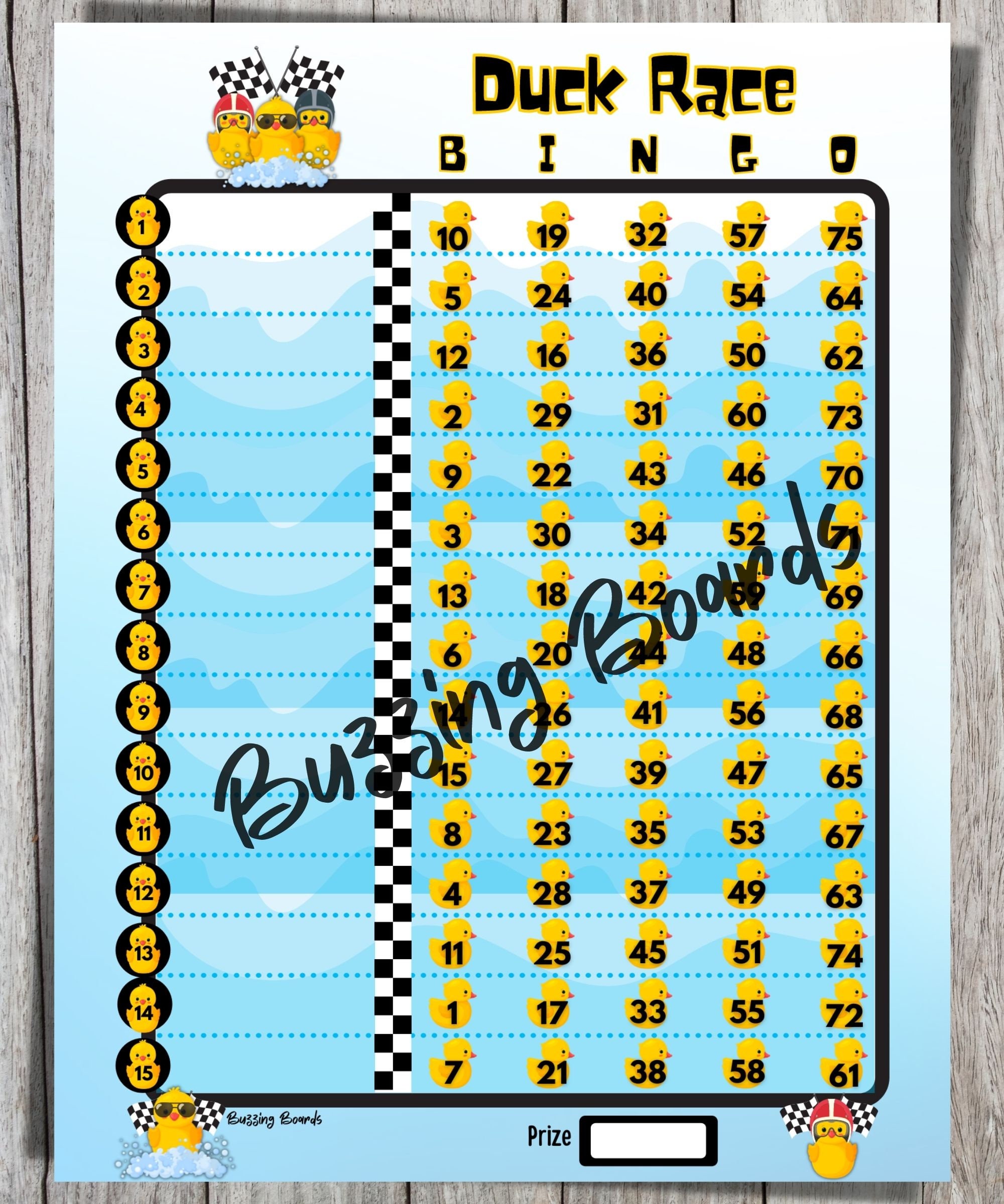 Duck Race Bingo Boards 2 Pdf's (straight and Mixed) , 8.5 X 11 Inches ...