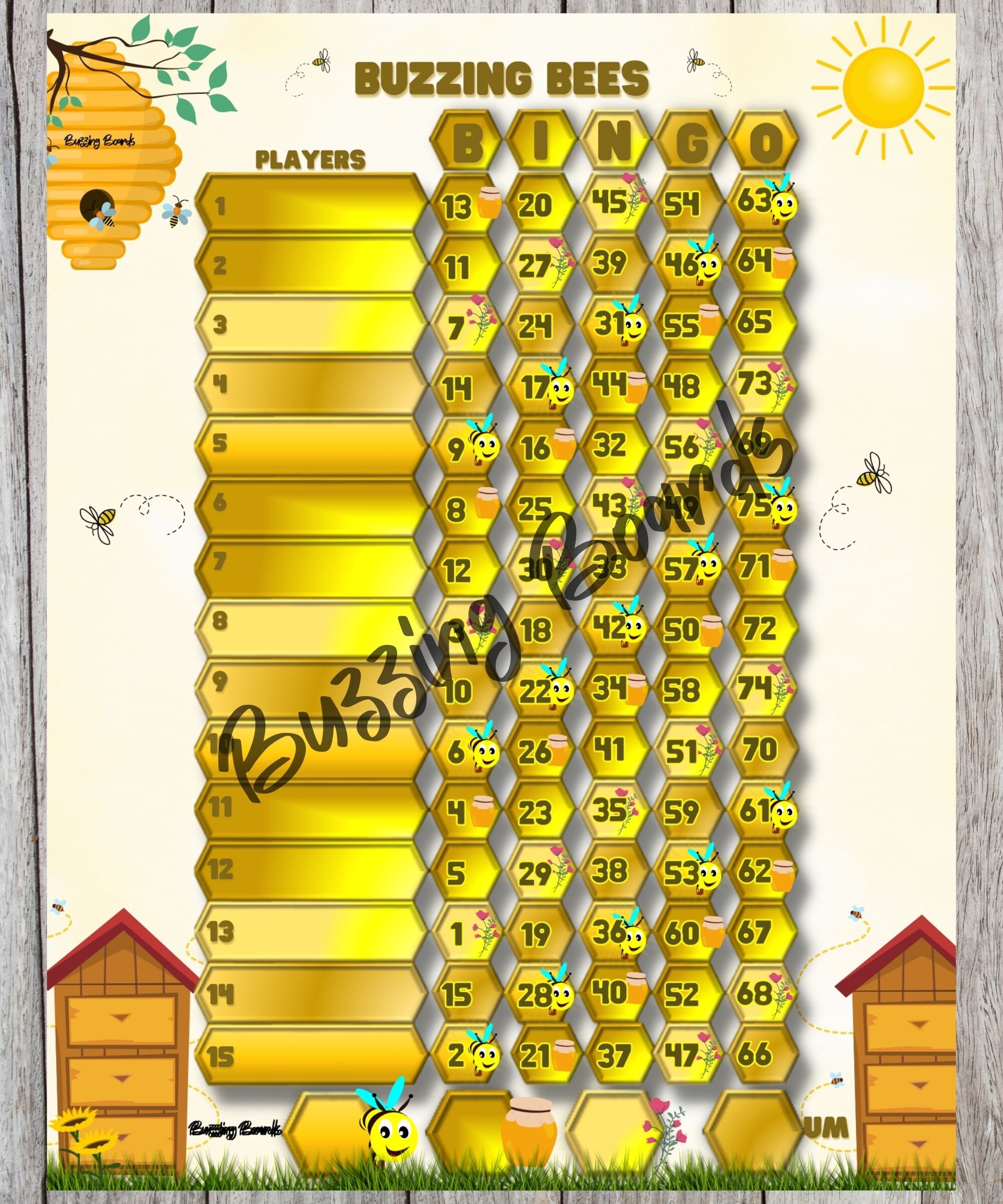 Buzzing Bees Bingo Boards 2 Pdf's (straight and Mixed) , 8.5 X 11 ...
