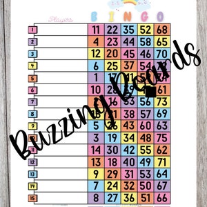 Pastel Rainbow Bingo Board, 15 Lines, 2 Pdf's (straight and Mixed) 8.5 ...