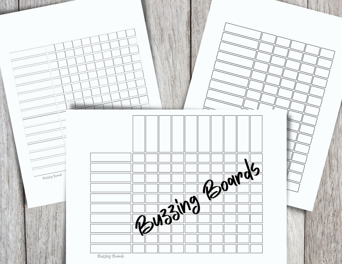 Blank Bingo Boards, Blank 10x10 Bingo Grid, Blank Double Bingo Grid ...