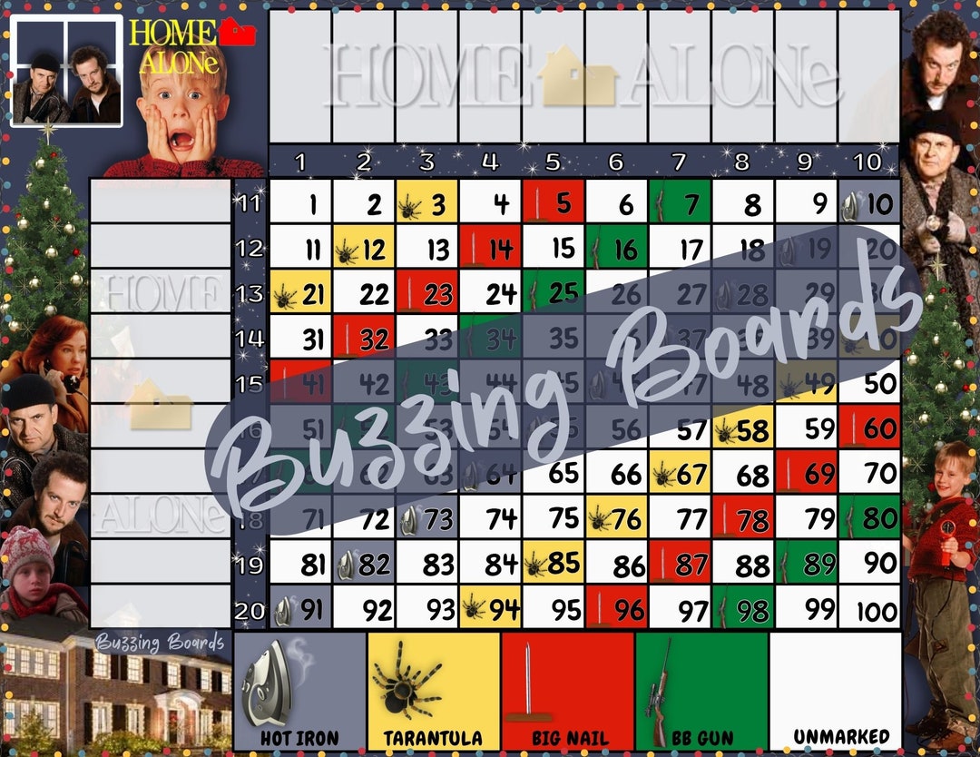 Homealone Bingo Board Grid, 20 Players, 1 PDF File, 8.5 X 11 Inches, 1 ...