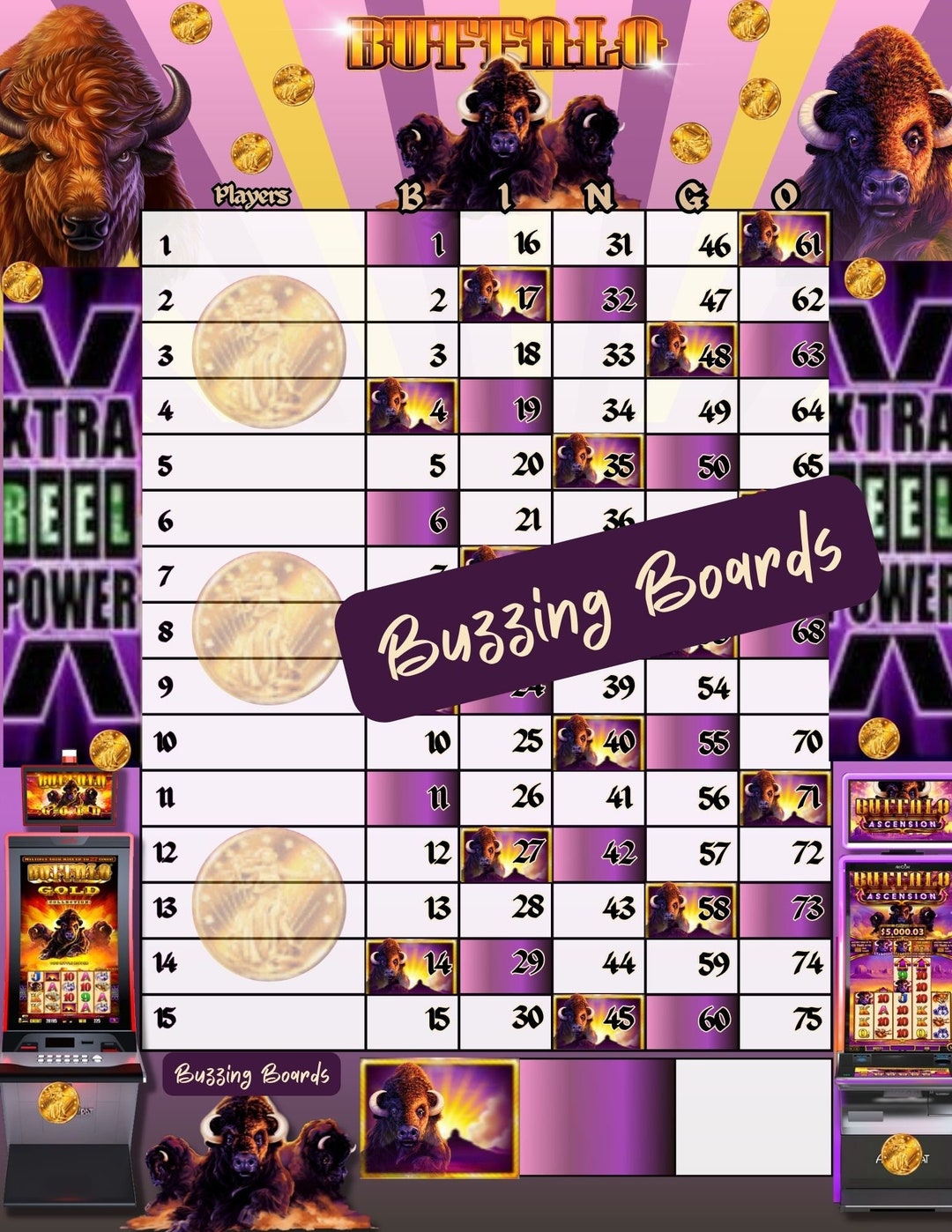 Buffalo Bingo Boards 2 Pdf's (straight and Mixed) , 8.5 X 11 Inches, 15 ...